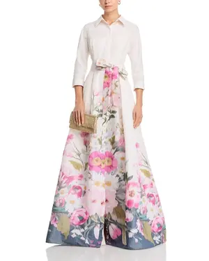 Rickie Freeman For Teri Jon Taffeta Collared Gown