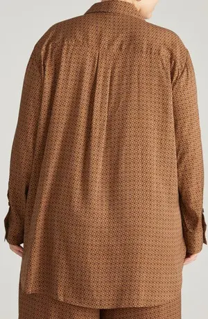 Universal Standard Oversized Cooling Button-up Shirt - Brown Hacienda Print