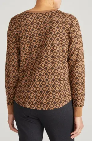Universal Standard Long Sleeve T-shirt - Brown Hacienda Print
