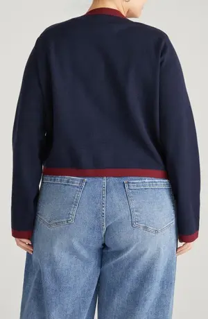 Universal Standard Gabrielle Cardigan - Midnight Blue/red