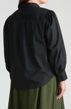 Universal Standard Janet Stretch Poplin Button-up Shirt - Black