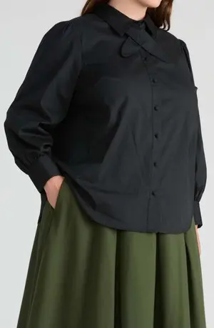 Universal Standard Janet Stretch Poplin Button-up Shirt - Black