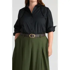 Universal Standard Janet Stretch Poplin Button-up Shirt - Black