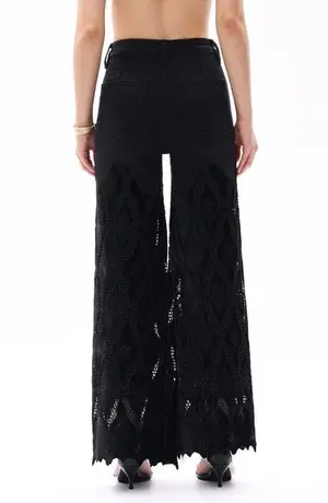 BAYEAS Rhinestone Embroidered High-waist Wide-leg Jeans