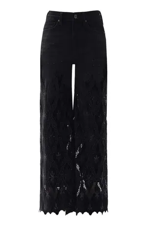 BAYEAS Rhinestone Embroidered High-waist Wide-leg Jeans