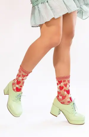 SOCK CANDY Sheer Crew Socks Assorted 2-pack
