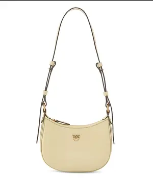 Pinko Half Moon Leather Shoulder Bag - Yellow