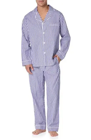 BEDHEAD PAJAMAS Stripe Organic Cotton Blend Pajamas - Navy 3d Stripe