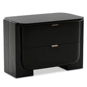 CARACOLE Overlap Large Nightstand, Dark - Piano Black/whisper Of Gold/nero Marqu