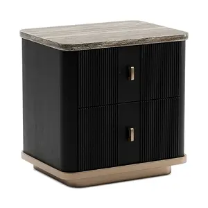 CARACOLE Rhythm Small Nightstand, Dark - Black Stained Ash/neutral Metallic/dar