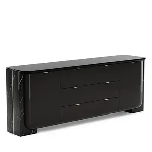CARACOLE Overlap Sideboard, Dark - Piano Black/whisper Of Gold/nero Marqu