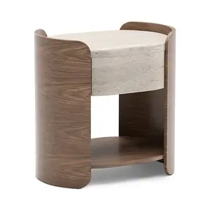 CARACOLE Fleur Open Nightstand - Travertine/porcini