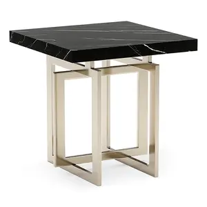 CARACOLE Wish You Were Here Square Side Table, Dark - Whisper Of Gold/black Marble