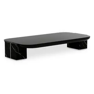 CARACOLE Overlap Rectangle Cocktail Table, Dark - Piano Black/whisper Of Gold/nero Marqu