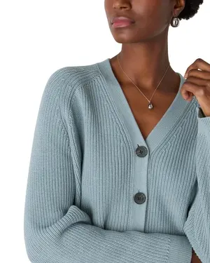 Whistles V-neck Button-front Cardigan - Blue