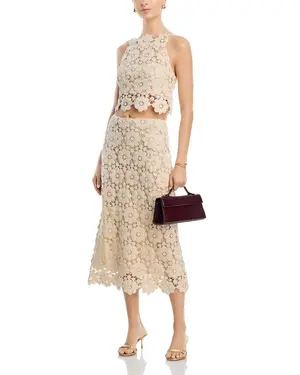 Bardot Veneta Crocheted Midi Skirt