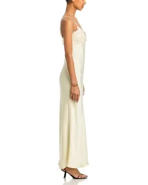 Bardot Elisan Lace Satin Maxi Dress - Ivory