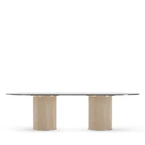 CARACOLE Rhythm Oval Glass Top Dining Table
