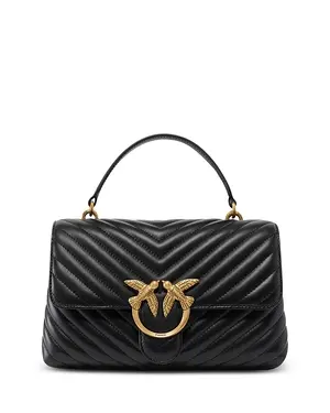 Pinko Love Lady Puff Classic Leather Top Handle Bag - Black