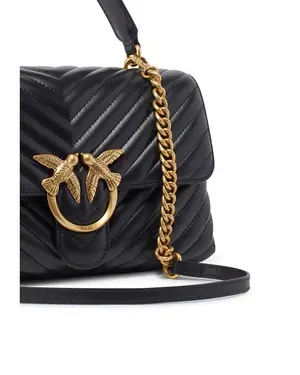 Pinko Love Lady Puff Classic Leather Top Handle Bag - Black