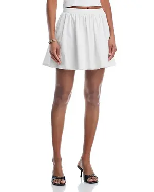 French Connection Sateen Weave Flare Mini Skirt - Summer White