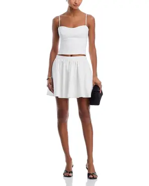 French Connection Sateen Weave Flare Mini Skirt - Summer White