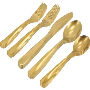 GIBSON HOME Hulton 20 Piece Stainless Steel Flatware Set - Metallic Gold