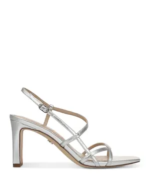 Sam Edelman Elissa Strappy Heeled Sandals - Soft Silver