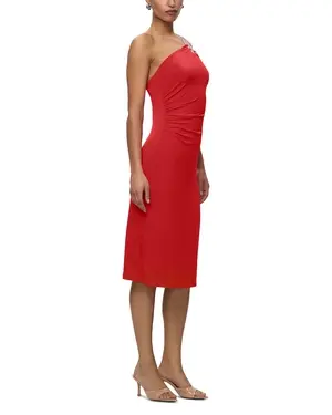 Herve Leger One Shoulder Midi Dress - Cardinal