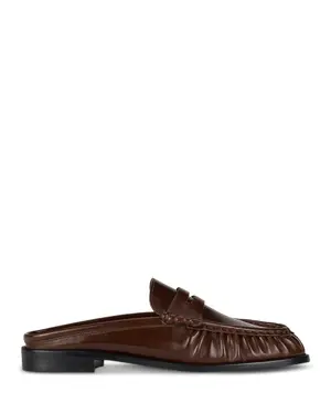 Jeffrey Campbell Goddard Leather Loafer Mules - Brown