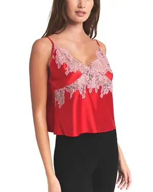 SKIMS Silk Blend Lace Trim Camisole - Ruby Contrast