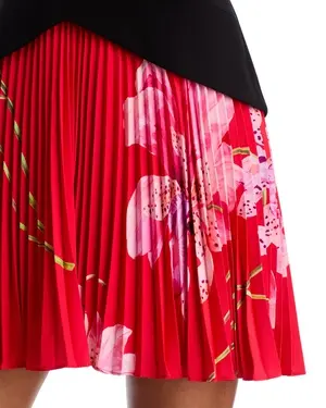 MILLY Haddy Printed Pleated Minidress - Black/red