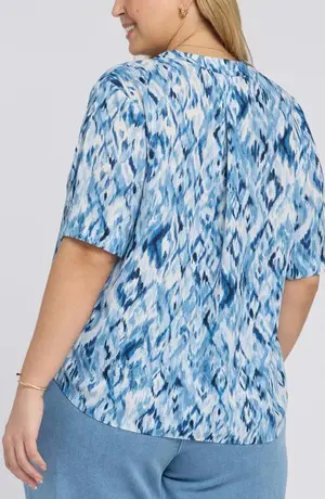 NYDJ Floral Short Sleeve Top - Blue Visions