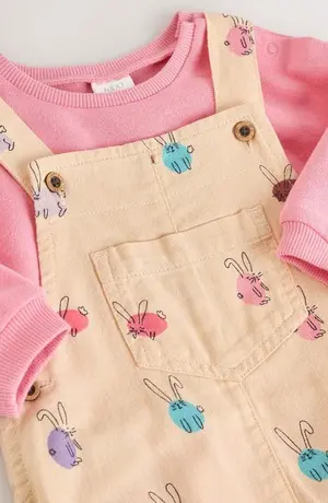 NEXT Bunny Print Overalls & Bodysuit Set