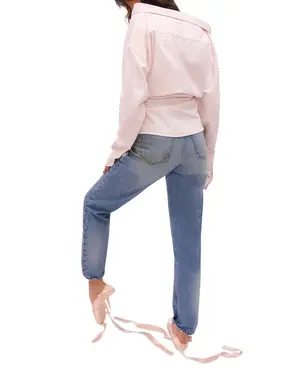 AREA Satin Knot Oxford Shirt - Light Pink