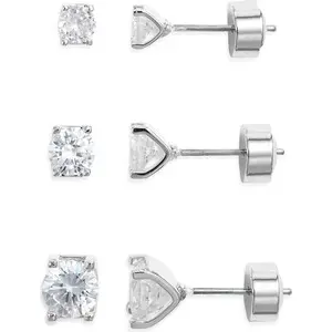 Nordstrom Studded Cubic Zirconia Earring Set - Clear- Silver