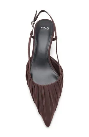 Mango Ruched Slingback Kitten Heel