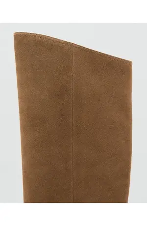 Mango Suede Knee-high Boots - Sand