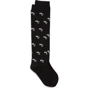 HOMMEGIRLS Logo Jacquard Knee-High Socks Black