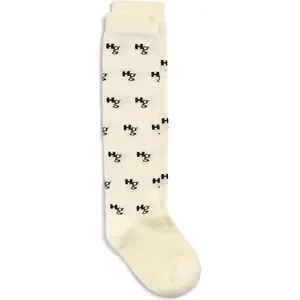 HOMMEGIRLS Logo Jacquard Knee-high Socks - Ivory