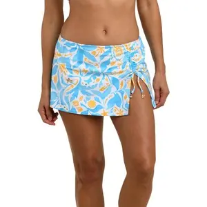 La Blanca Trinket Tunnel Skirted Bikini Bottom - Sky