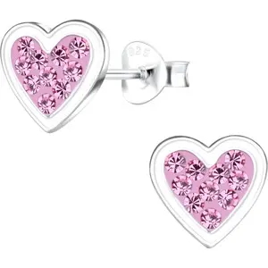 MIA BELLE GIRLS Sterling Silver Heart Stud Earrings - Metallic Silver