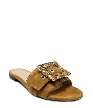 MADISON MAISON Jeweled Buckle Suede Sandal
