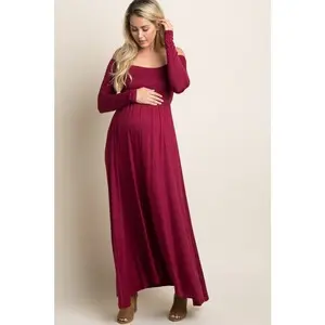 PINKBLUSH Petite Off Shoulder Maxi Dress - Burgundy