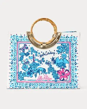 LILLY PULITZER Oasis Printed Canvas Tote - Capri Blue North Carolina Destination Tote