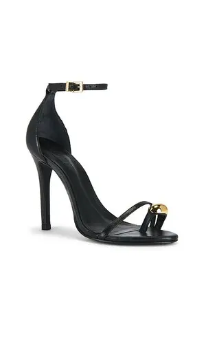 Schutz Maya Stiletto Sandal With Gold Tone Embellishment - Black