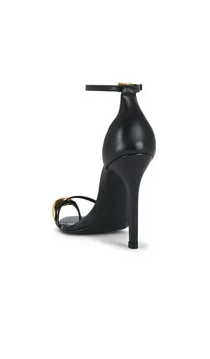 Schutz Maya Stiletto Sandal With Gold Tone Embellishment - Black