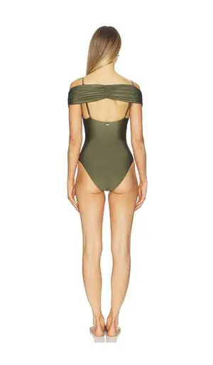 Simkhai Calix Draped Bustier One Piece Swimsuit