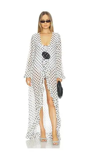 Caroline Constas Charlotte Coverup In Ivory,black - Ivory & Black Polka Dot