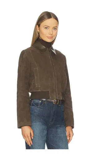 Vince Suede Shrunken Bomber - Willow